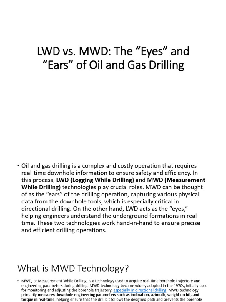 LWD vs. MWD: Key Drilling Technologies | PDF