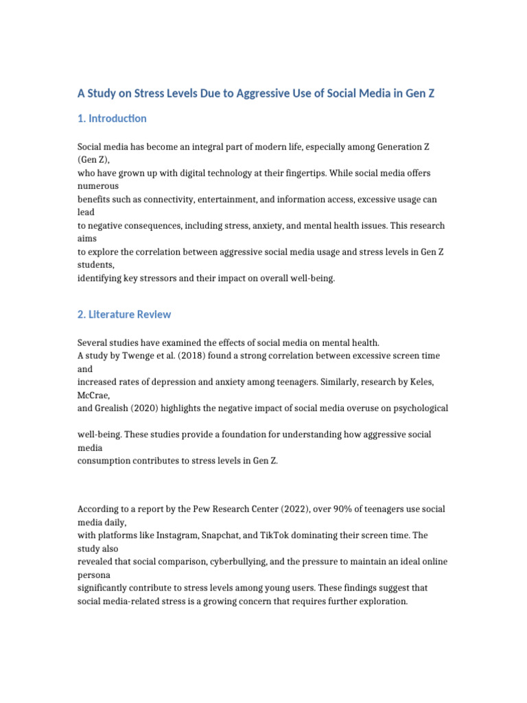 Gen Z Stress from Social Media Use | PDF | Stress (Biology) | Mental Health