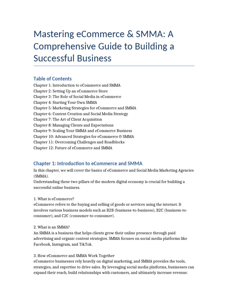 Ecommerce and SMMA Guide | PDF
