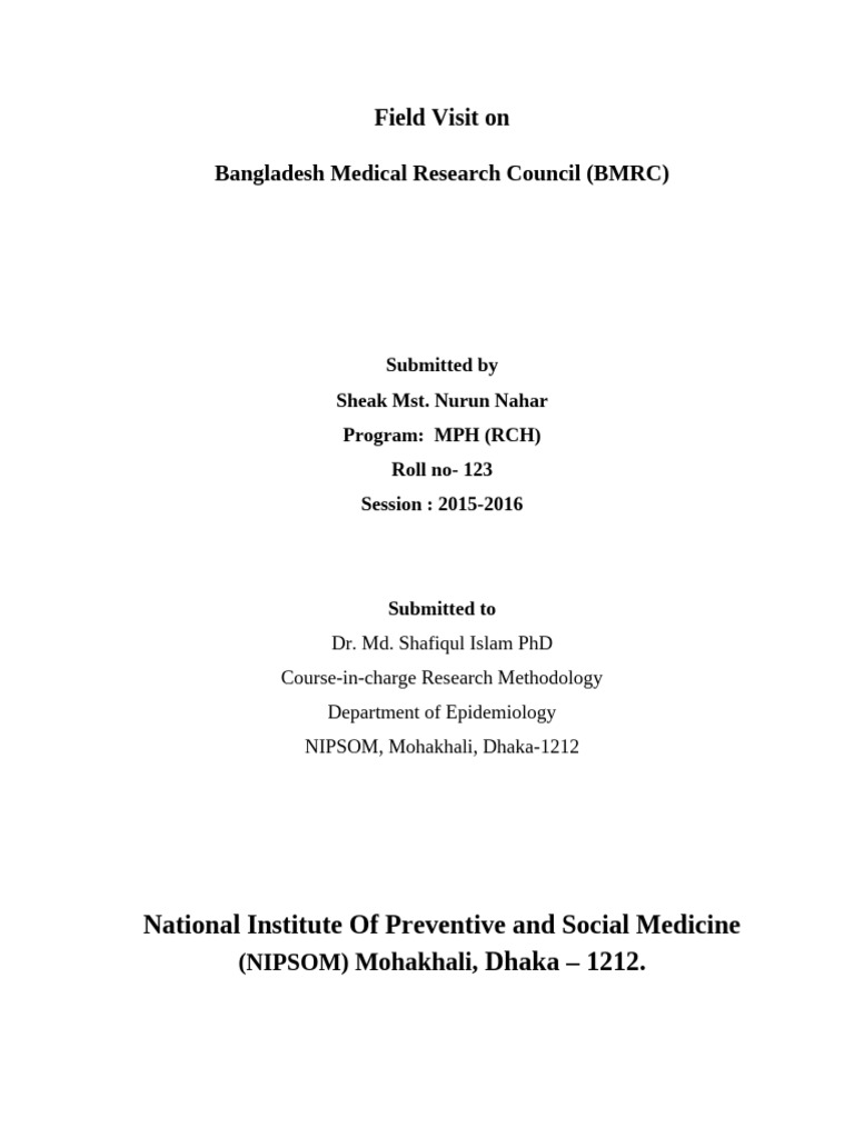 Cover Page BMRC | PDF