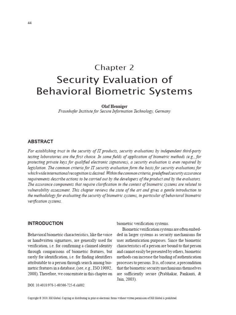 Ch2-Security-Evaluation-of-Behavioral-Biometric-Systems | PDF | Biometrics | Computer Security