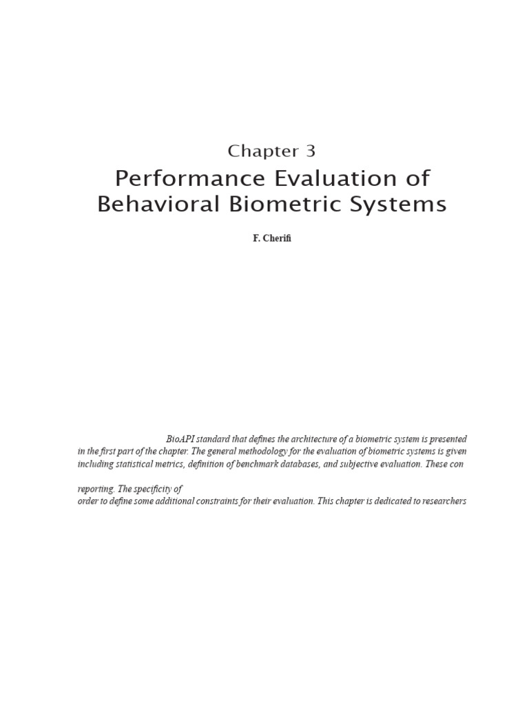 Ch3-PerformanceEvaluation BehavioralBiometricsF | PDF | Biometrics ...