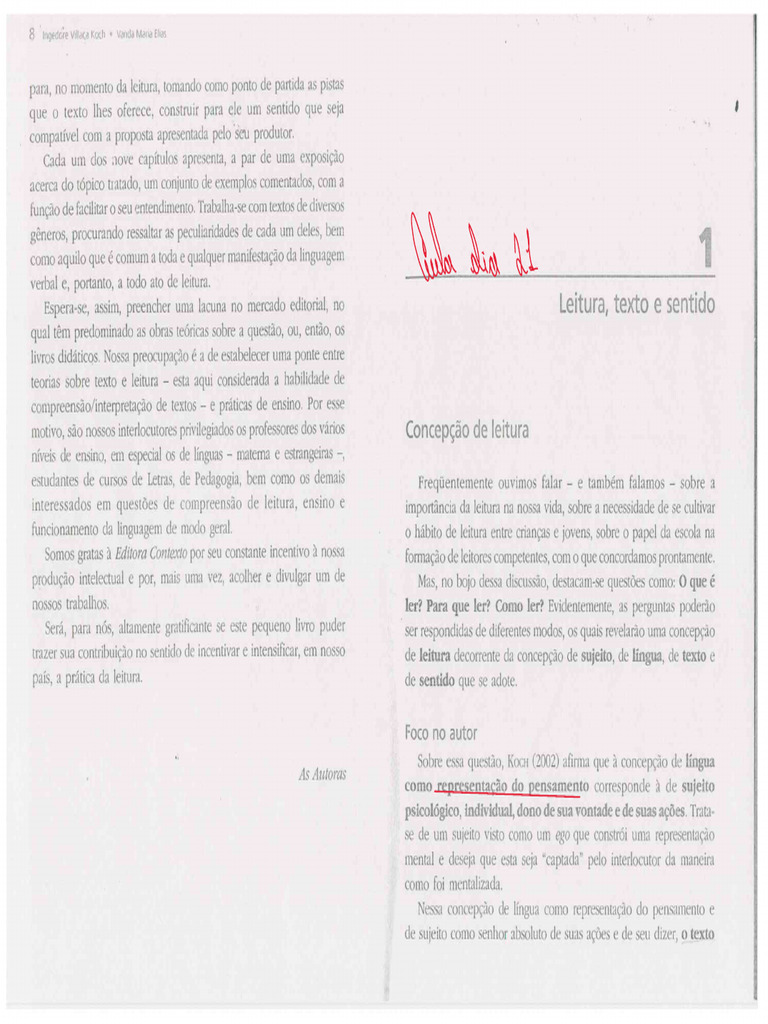 Ler e Compreender Os Sentidos Do Texto - KOCH & ELIAS, 2008 Caps 1 e 2-1 | PDF