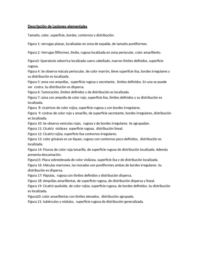Descripción de Lesiones elementales | PDF