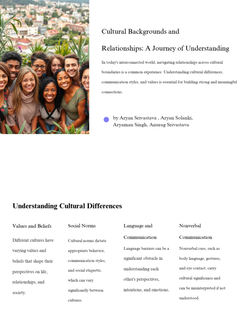 Cultural Backgrounds and Relationships A Journey of Understanding - PDF ...