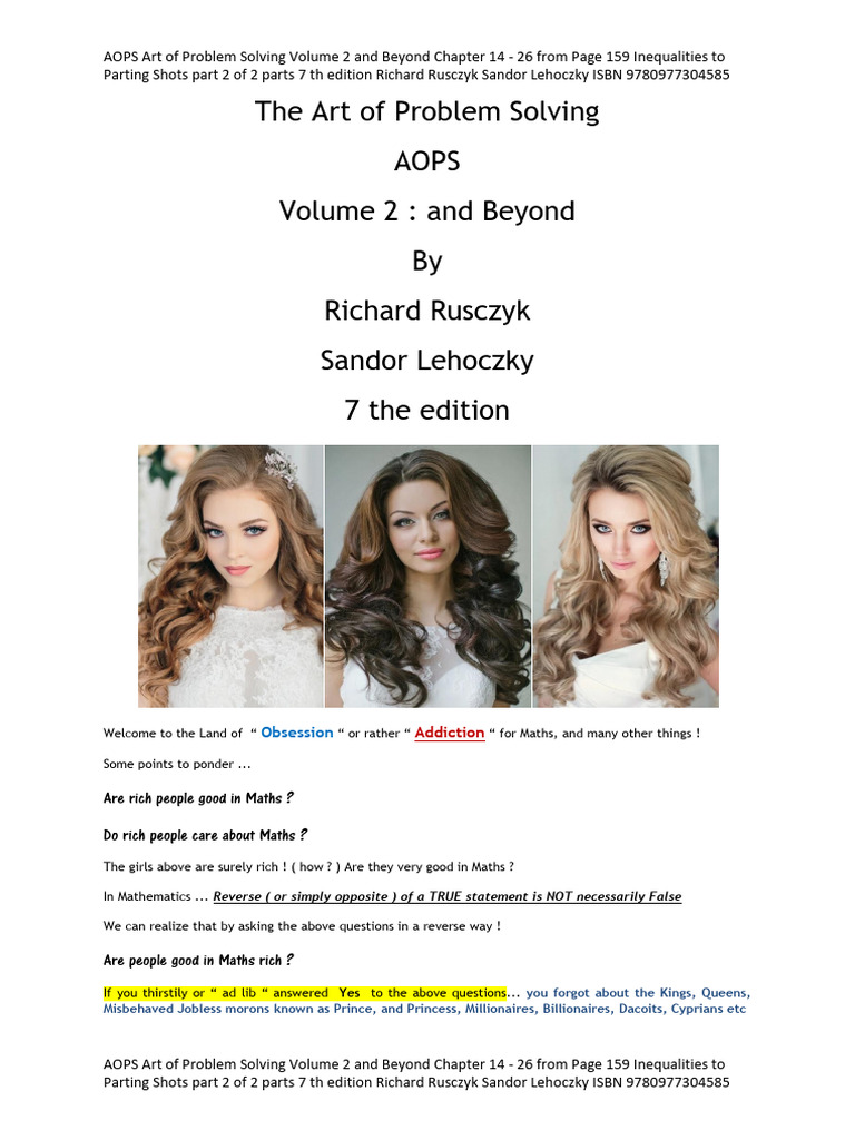 The Art of Problem Solving, Volume 2 and Beyond (Richard Rusczyk ...