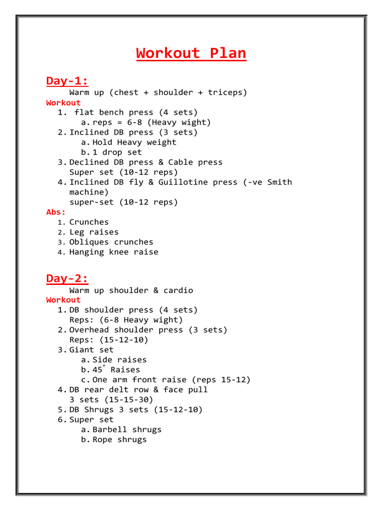 Workout Plan | PDF