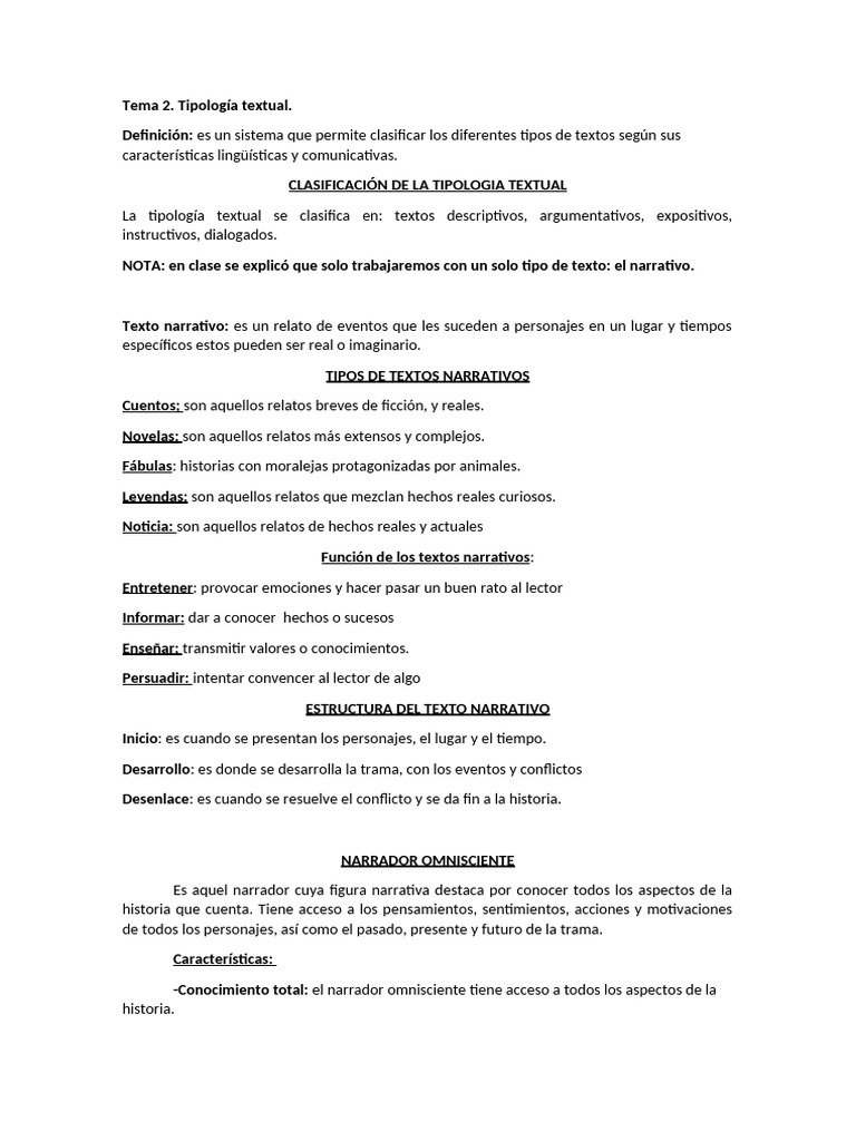 Tipología y Estructura del Texto Narrativo | PDF | Narración