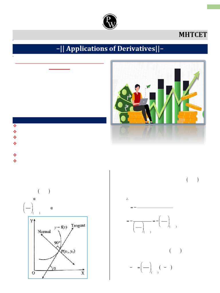 Applications of Derivatives Overview | PDF | Tangent | Slope