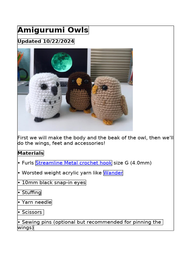 Crochet Owls | PDF | Crochet | Seam (Sewing)
