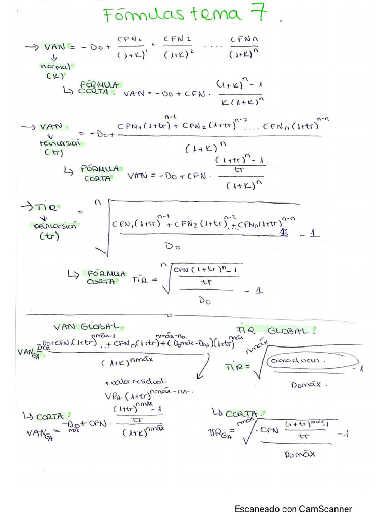 Fórmulas Tema 7 FADE | PDF