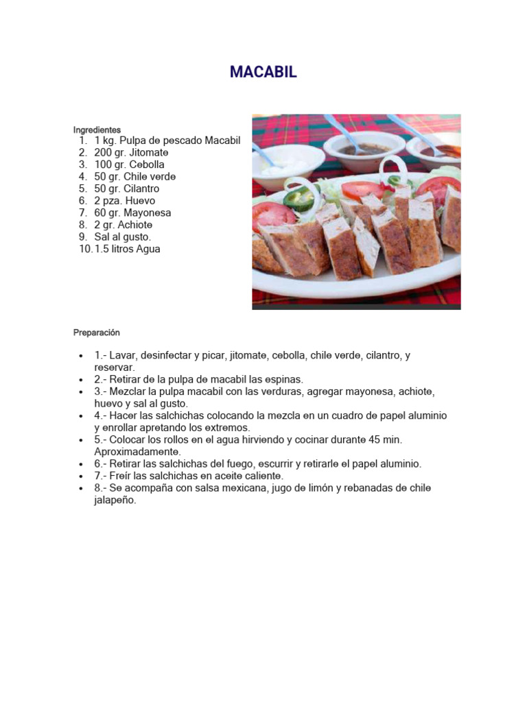Receta Macabil | PDF