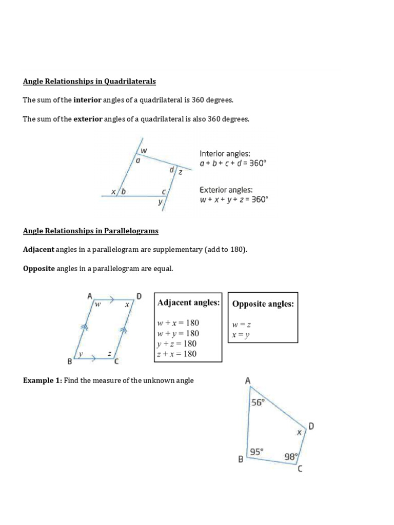 Quadrilateral Angle Relationships | PDF