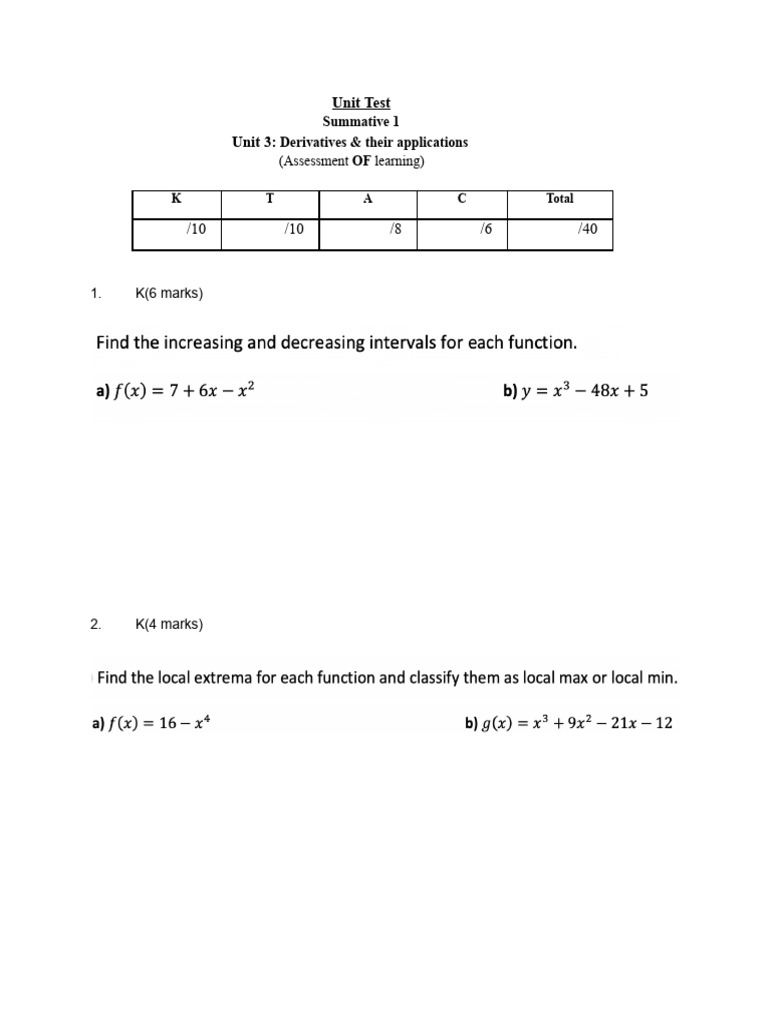 Mcv4u - Summative 4 | PDF