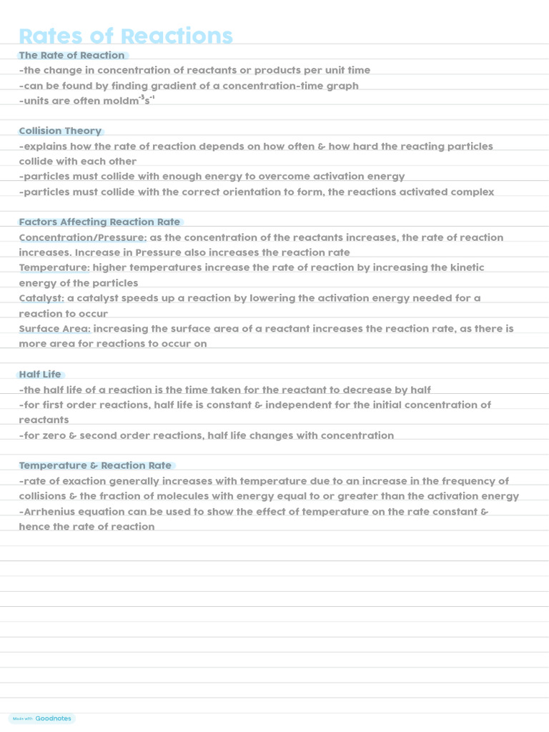 Chemistry rate of reactions as level | PDF