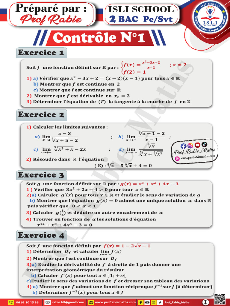 Controle 1 Maths | PDF