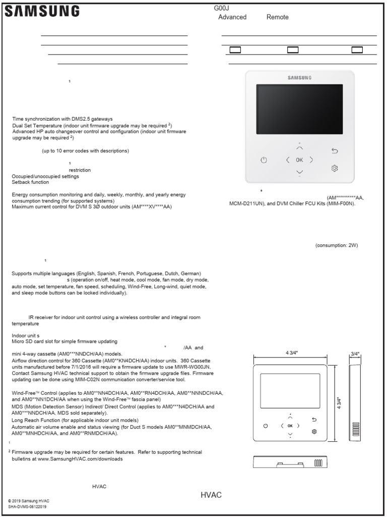 MWR-WG00JN+SUBMITTAL Advanced+Wired+Controller+Submittal 06122019 | PDF | Manufactured Goods ...