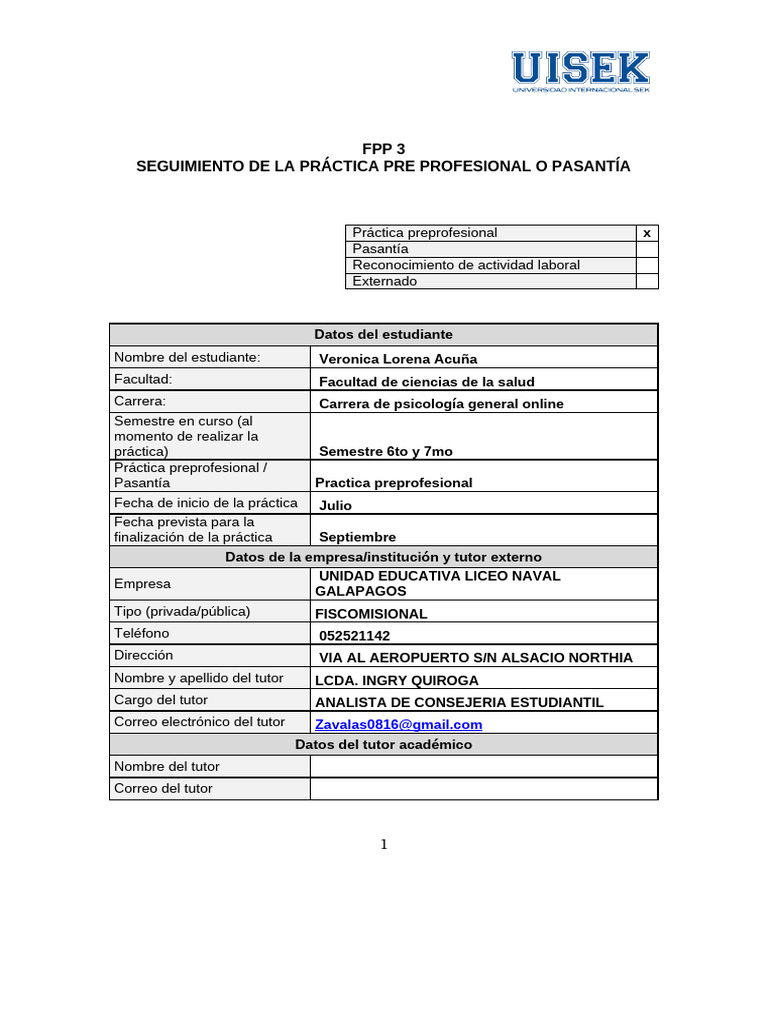 Nueva - FPP3 Formato de Seguimiento | PDF | Las emociones | Sicología