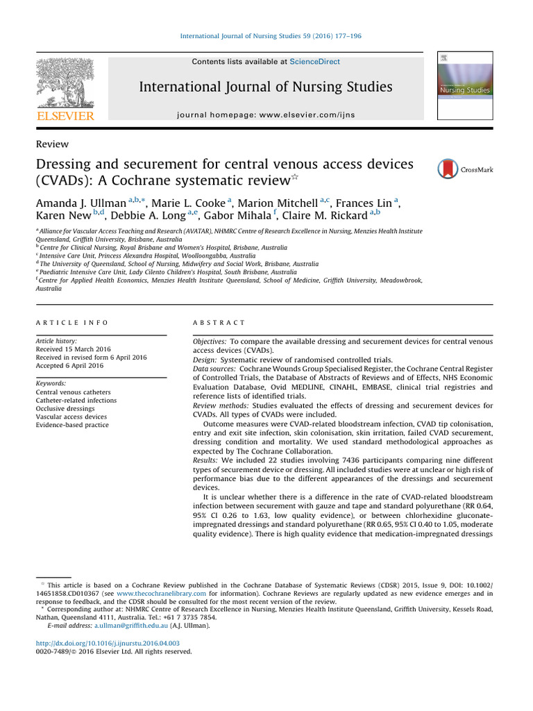 Dressing and securement for central venous access devices | PDF ...