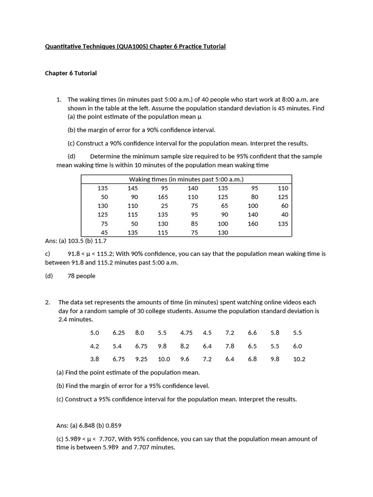 Qualitative Techniques Practice Tutorial - Chapter 6 | PDF | Applied ...