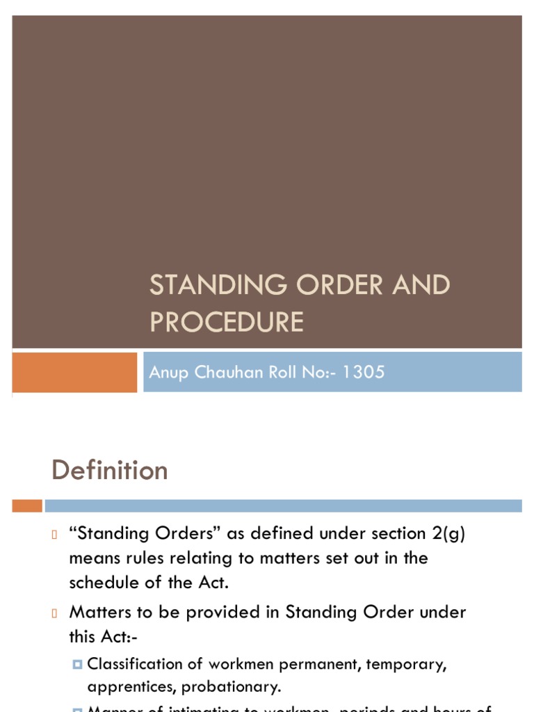 Standing Order and Procedure | PDF | Employment | Public Law