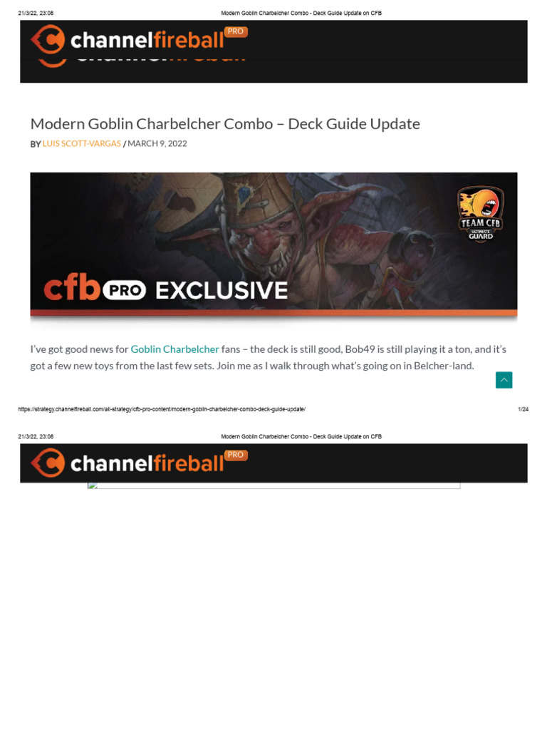 Modern Goblin Charbelcher Combo Guide | PDF | Trading Cards