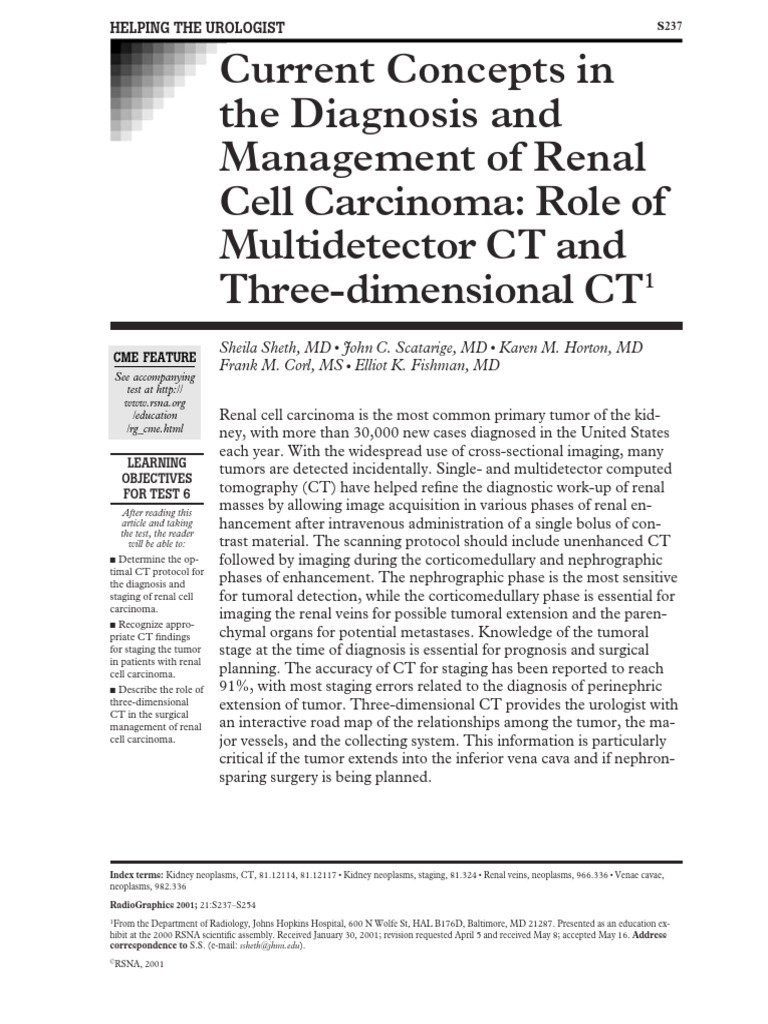 CT Protocols for Renal Cell Carcinoma | PDF | Ct Scan | Kidney
