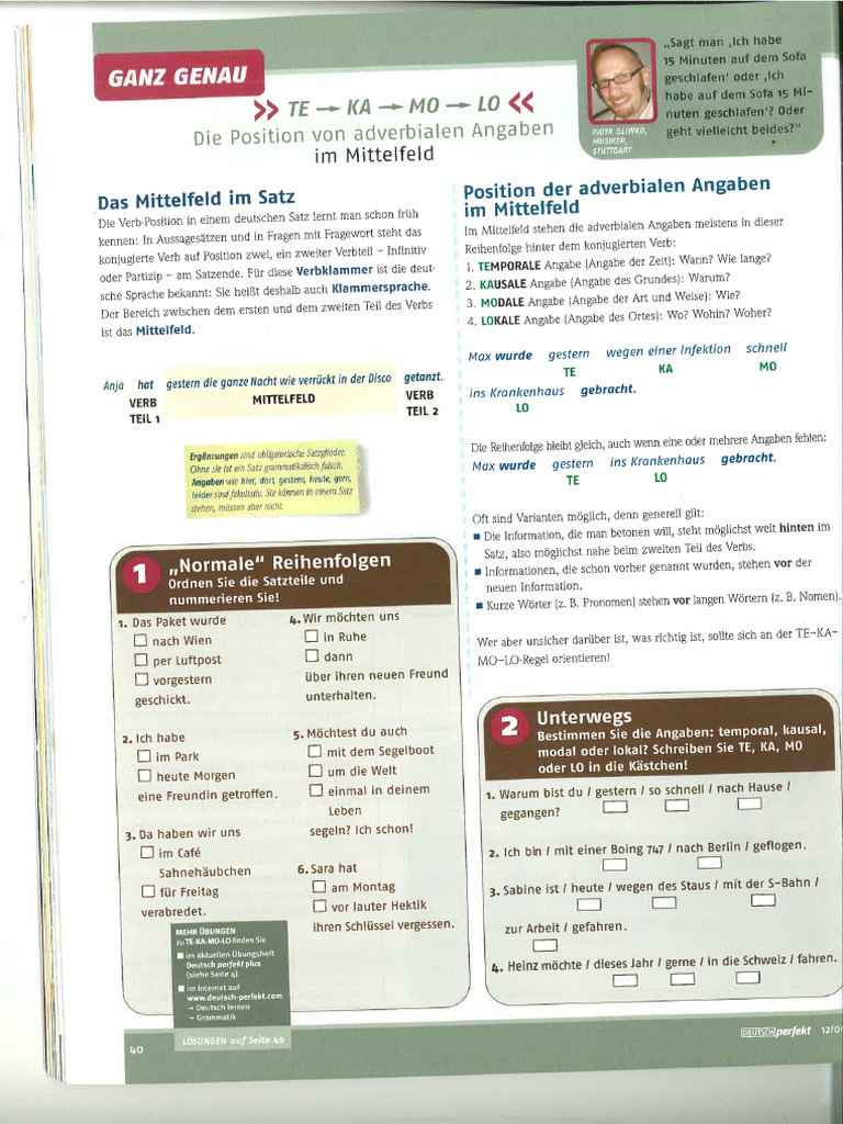 GRAMMATIK - Satz - Wortfolge | PDF
