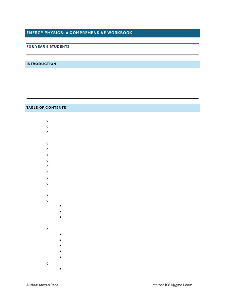 Energy Physics Workbook Year8 | PDF | Energy Development | Fuels