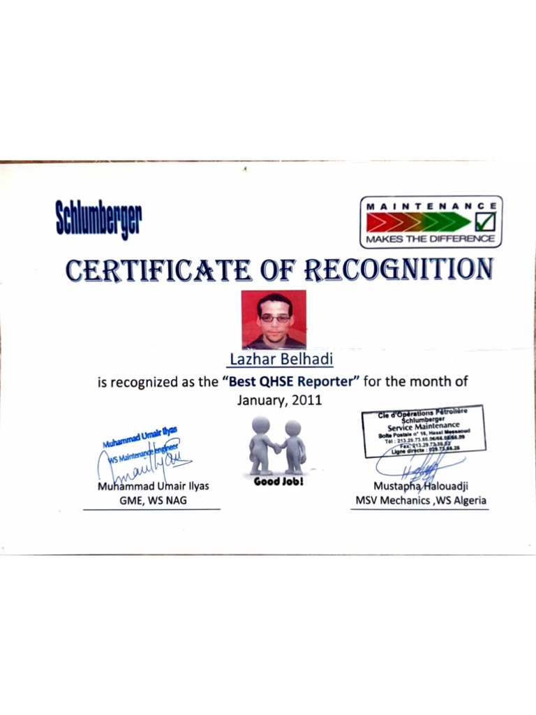 Certificate of Recognition (SLB 2011) | PDF