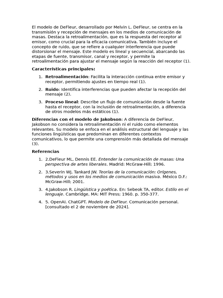 Modelo de DeFleur en Comunicación | PDF