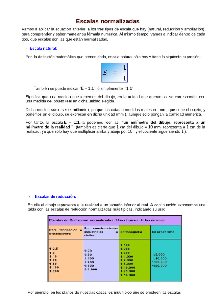 Escalas Normalizadas en Dibujo Técnico | PDF | Dibujo | Matemáticas