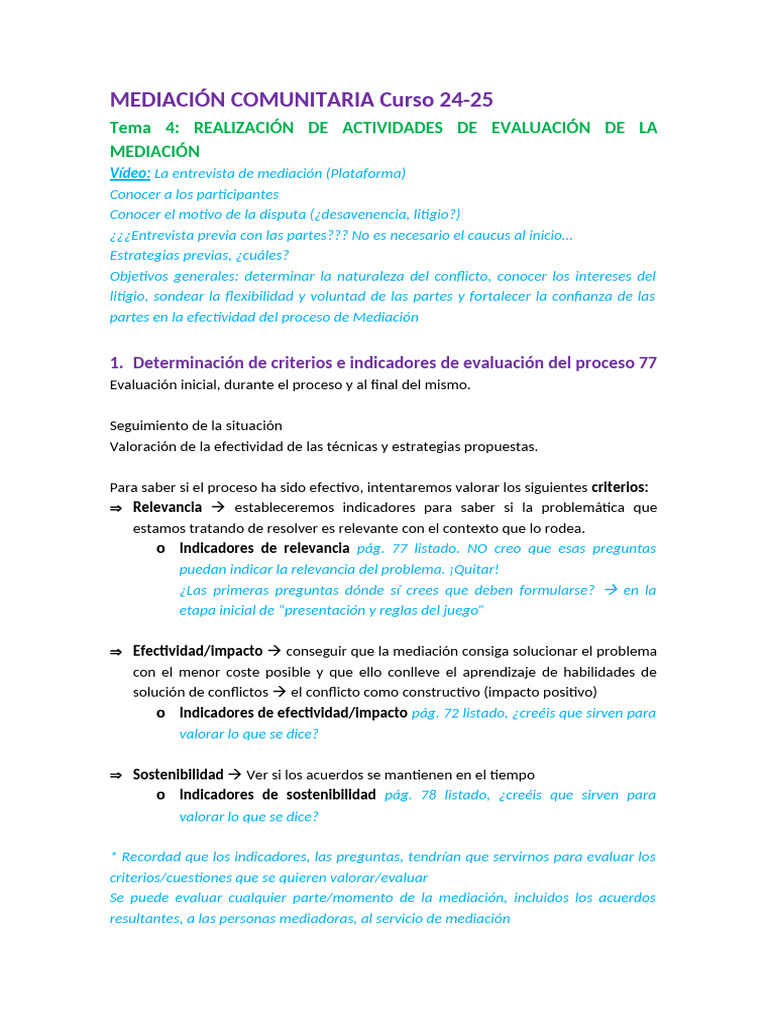 Resumen Lorena Tema 4 Mediación Comunitaria | PDF | Mediación | Resolución de conflictos