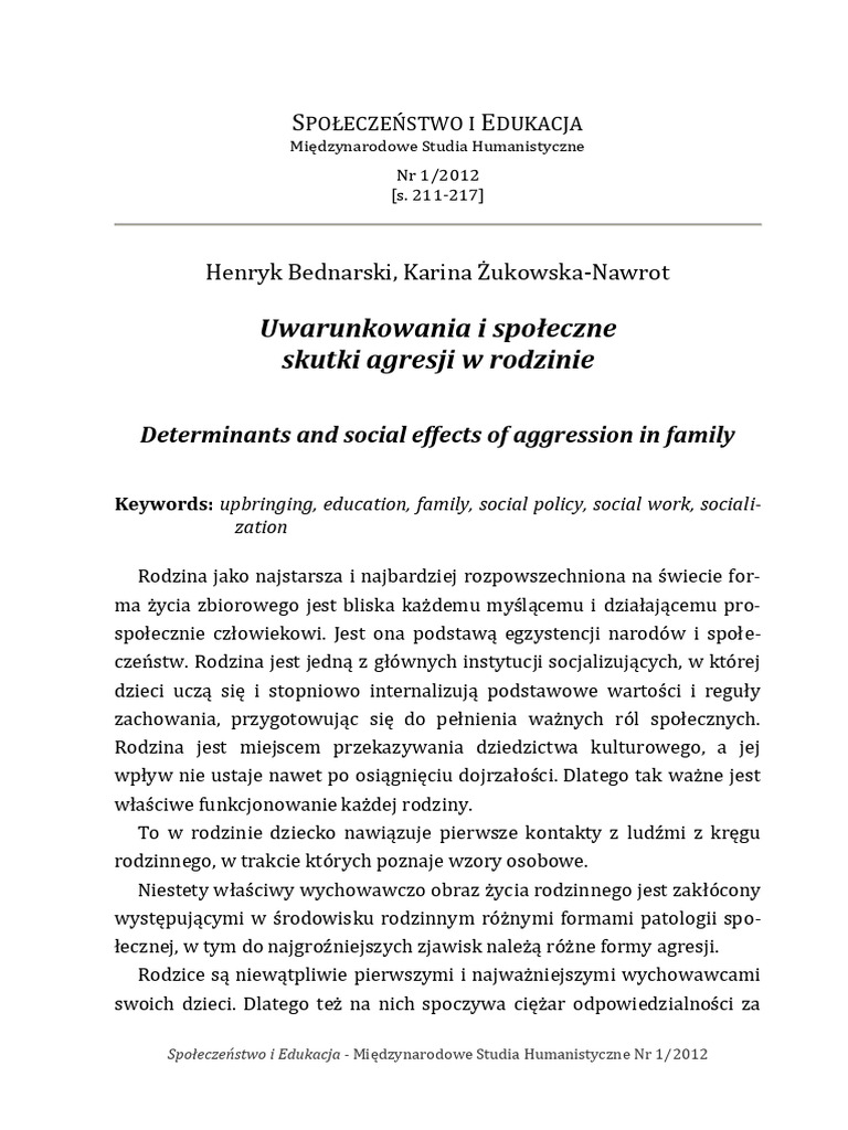 Agresja W Rodzinie | PDF