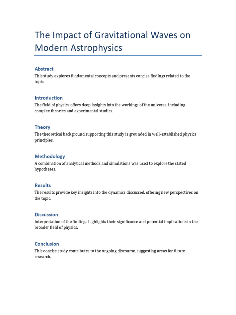 The Impact of Gravitational Waves On Modern Astrophysics | PDF