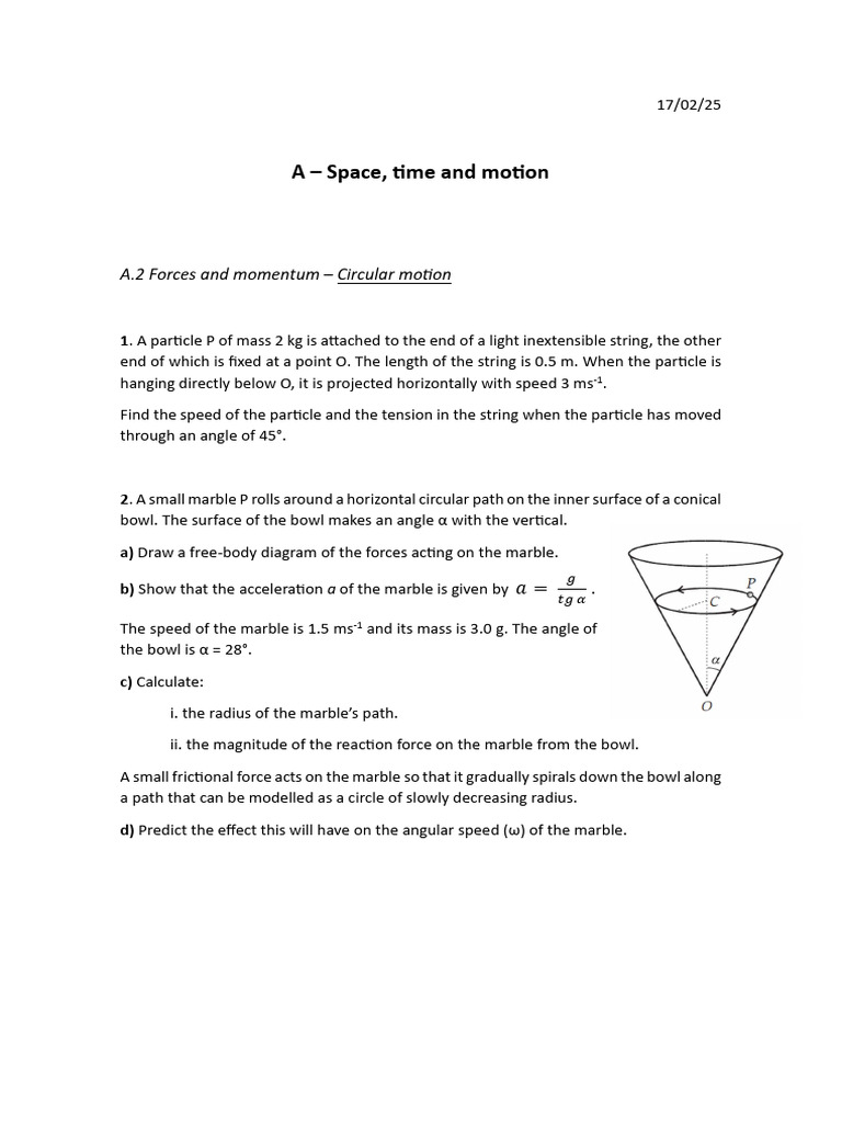 2025 0217 Paper 2 Exercises Circular Motion | PDF