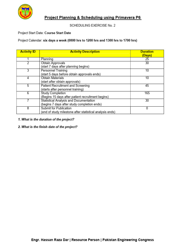 Scheduling Exercise No. 2 | PDF