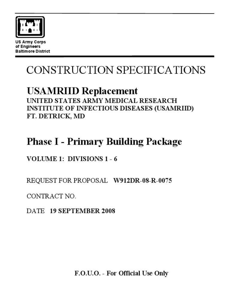 Specifications Vol 1 Div 1-6 | PDF | General Contractor | Hvac