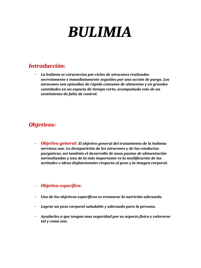 Comprendiendo la Bulimia: Causas y Objetivos | PDF | Bulimia nerviosa ...