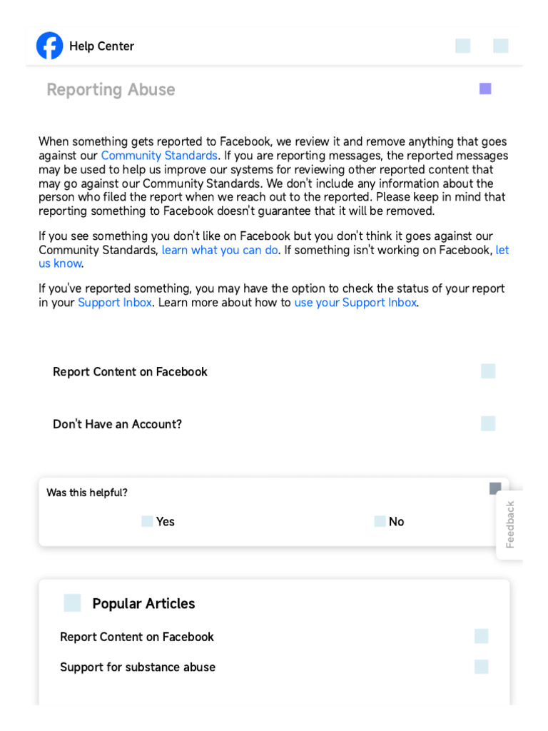 Reporting Abuse - Facebook Help Center | PDF