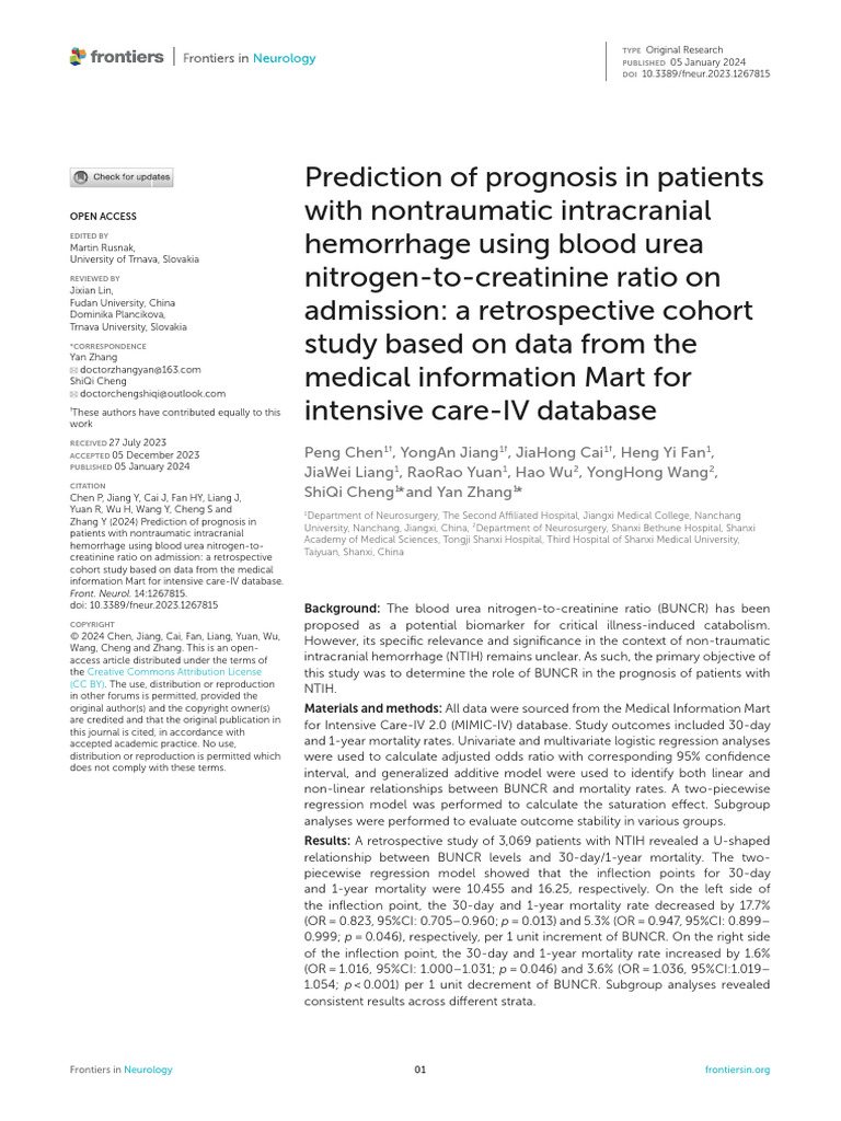 Prediction of Prognosis in Patients | PDF | Intensive Care Unit | White ...