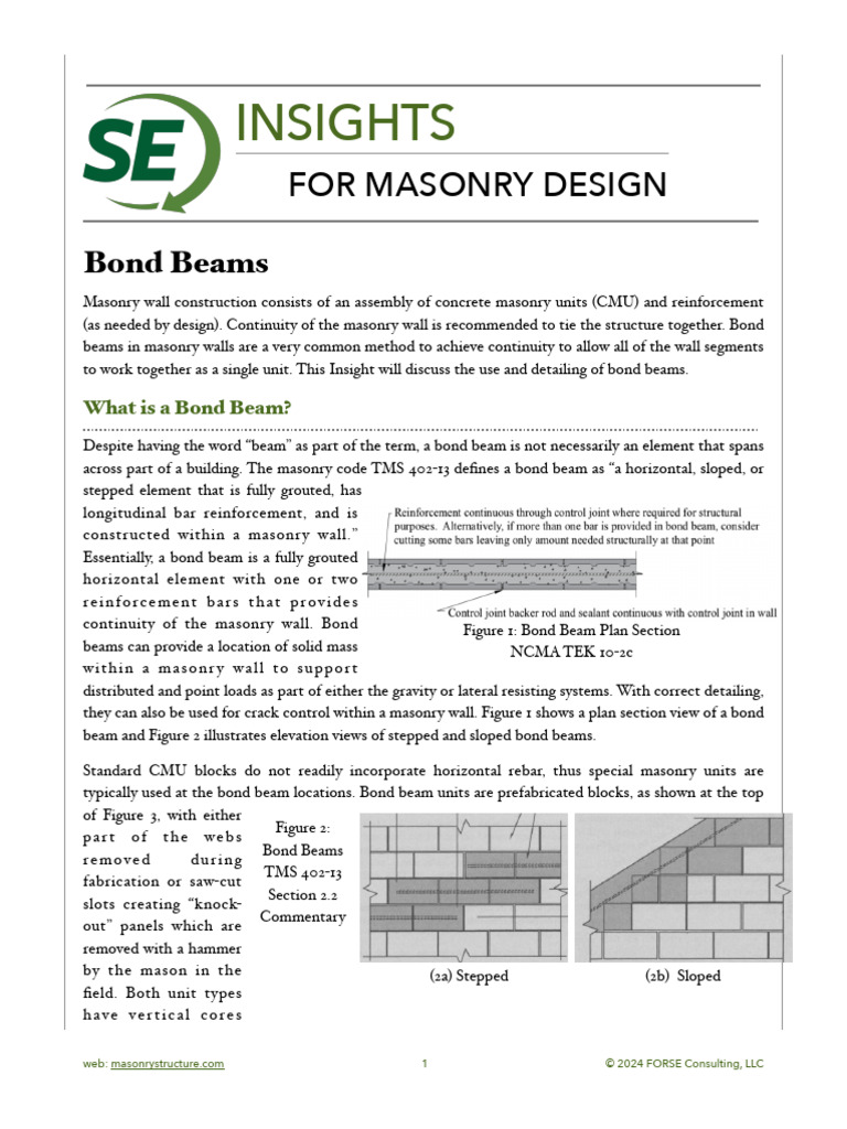 Bond Beams MAC Rev072020 WithIntro v1 2024 | PDF | Masonry | Beam ...