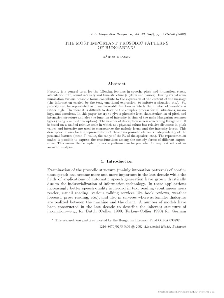 Most Important Prosodic Patterns | PDF | Stress (Linguistics) | Language Mechanics