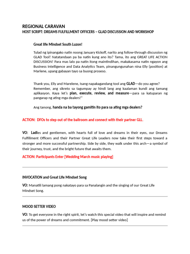 Host Script - Regional Caravan | PDF