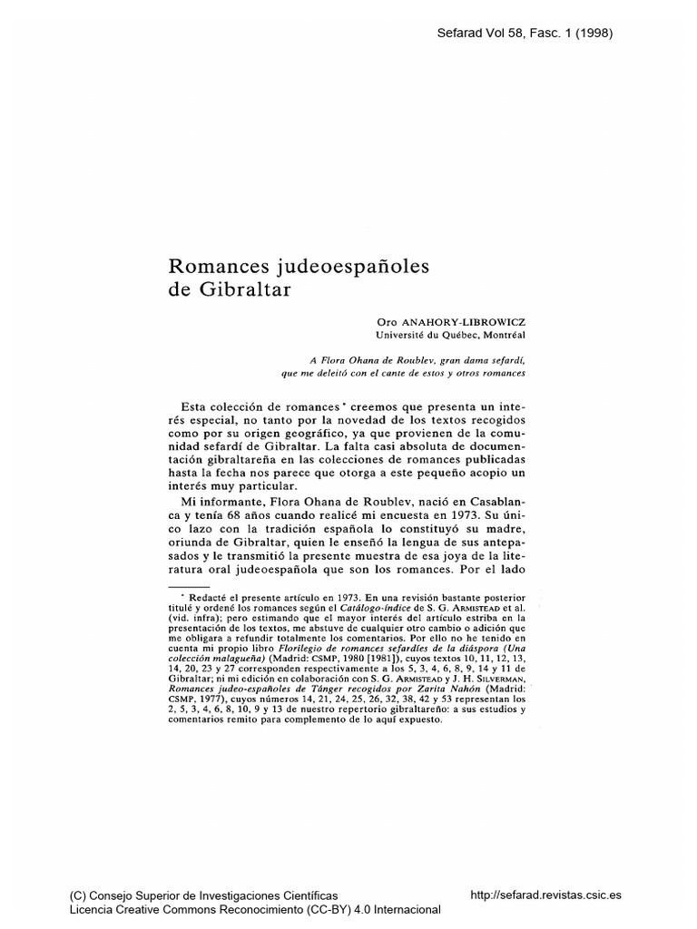 Romances Judeoespanoles de Gibraltar | PDF | Gibraltar