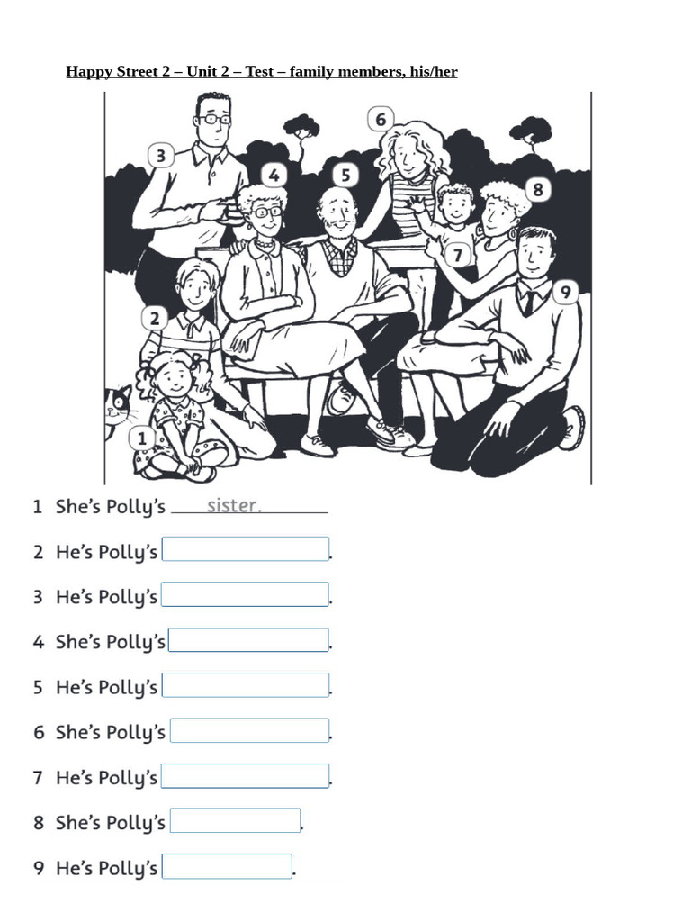 Happy Street 2 Unit 2 Family Members Test | PDF
