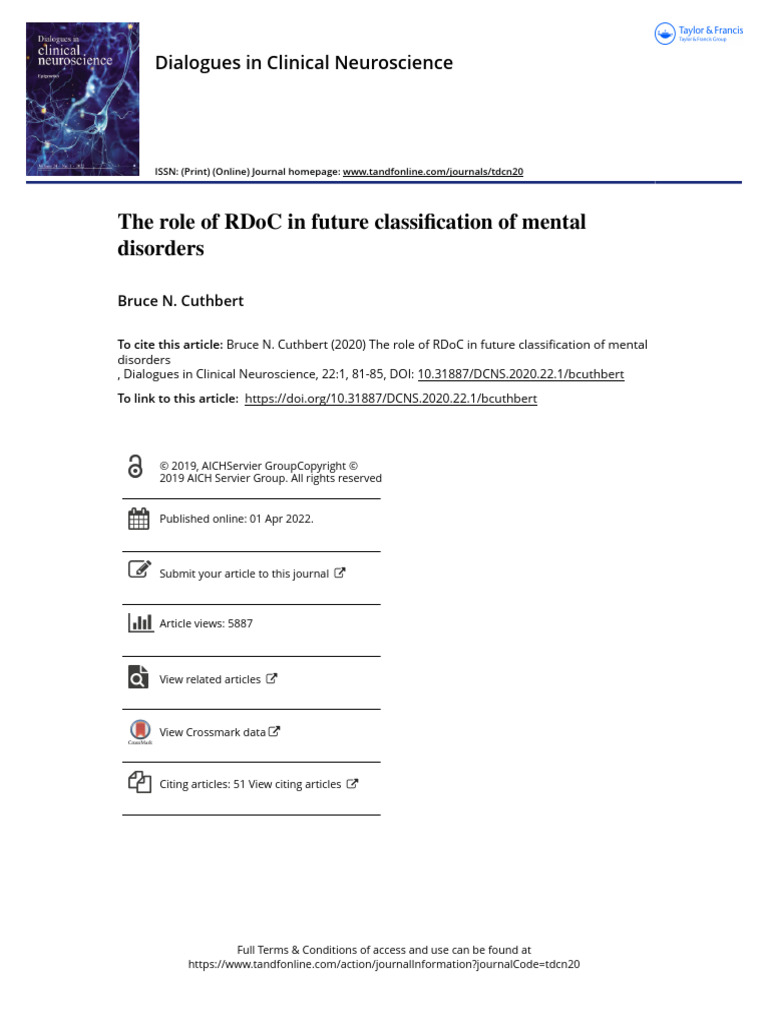 The Role of RDoC in Future Classification of Mental - Disorders | PDF ...