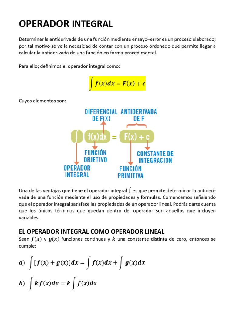 Tema Integral Indefinida | PDF | Integral | Operador (Matemáticas)