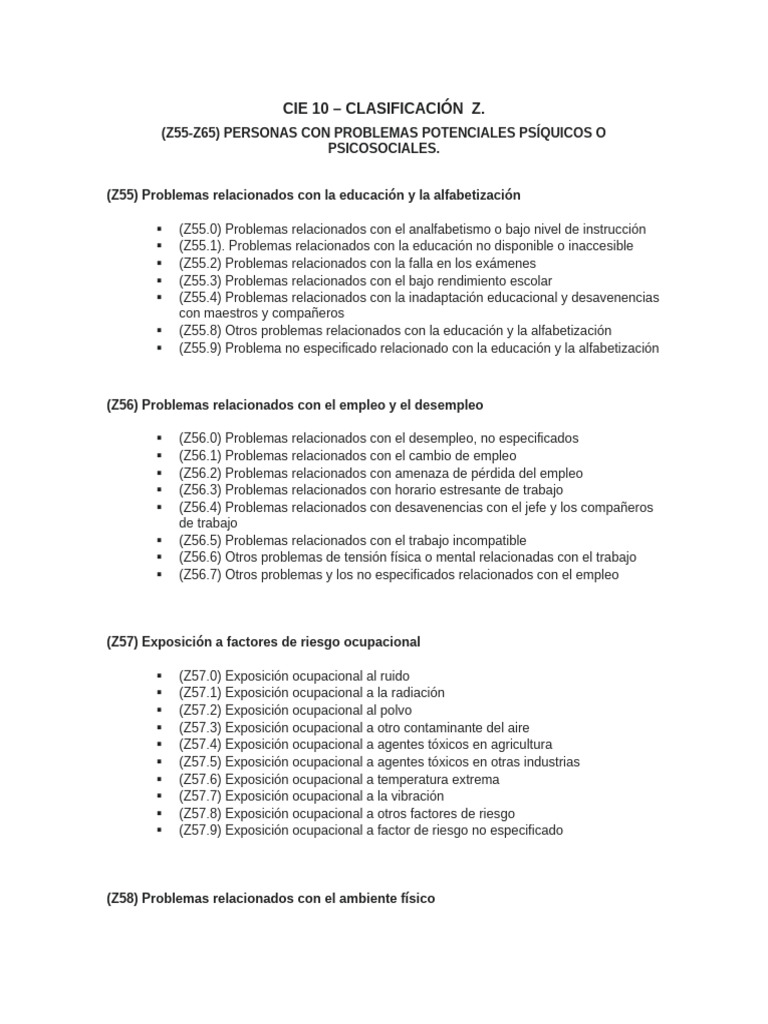 CIE 10 - Diagnóstico Código Z | PDF