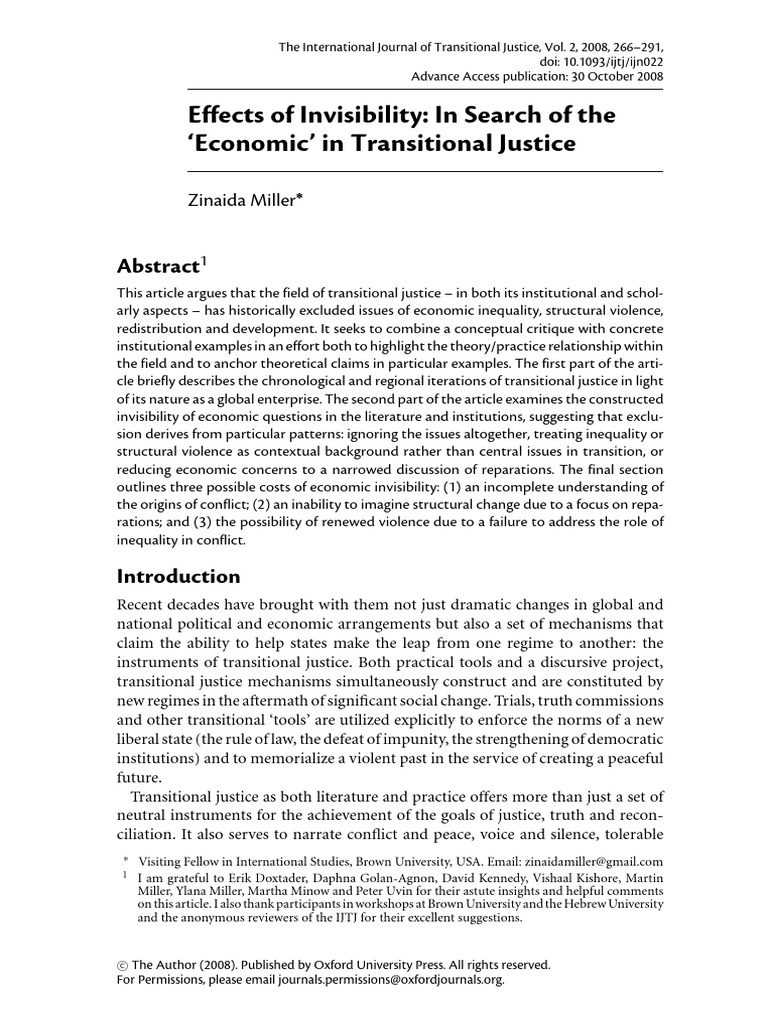 Effects of Invisibility Miller | PDF | Transitional Justice | Violence